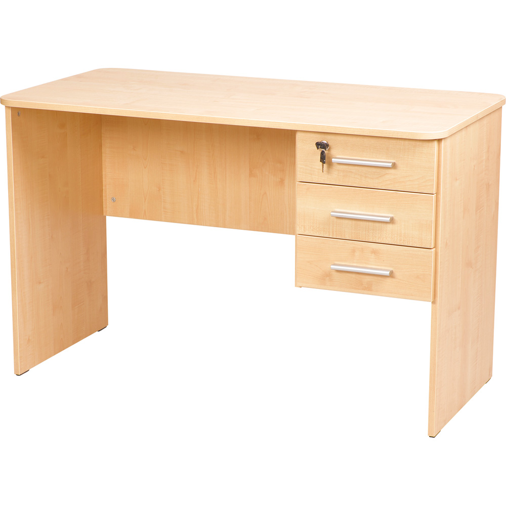Vigo desk with rounded edges, with 3 drawers - beech | rounded | beech ...