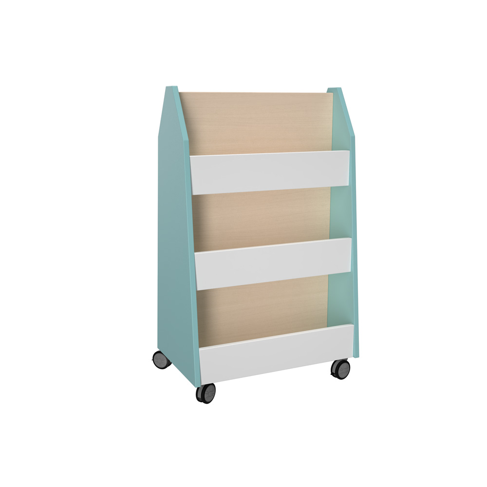 Quadro - double-sided library stand, pastel turquoise, maple chest ...