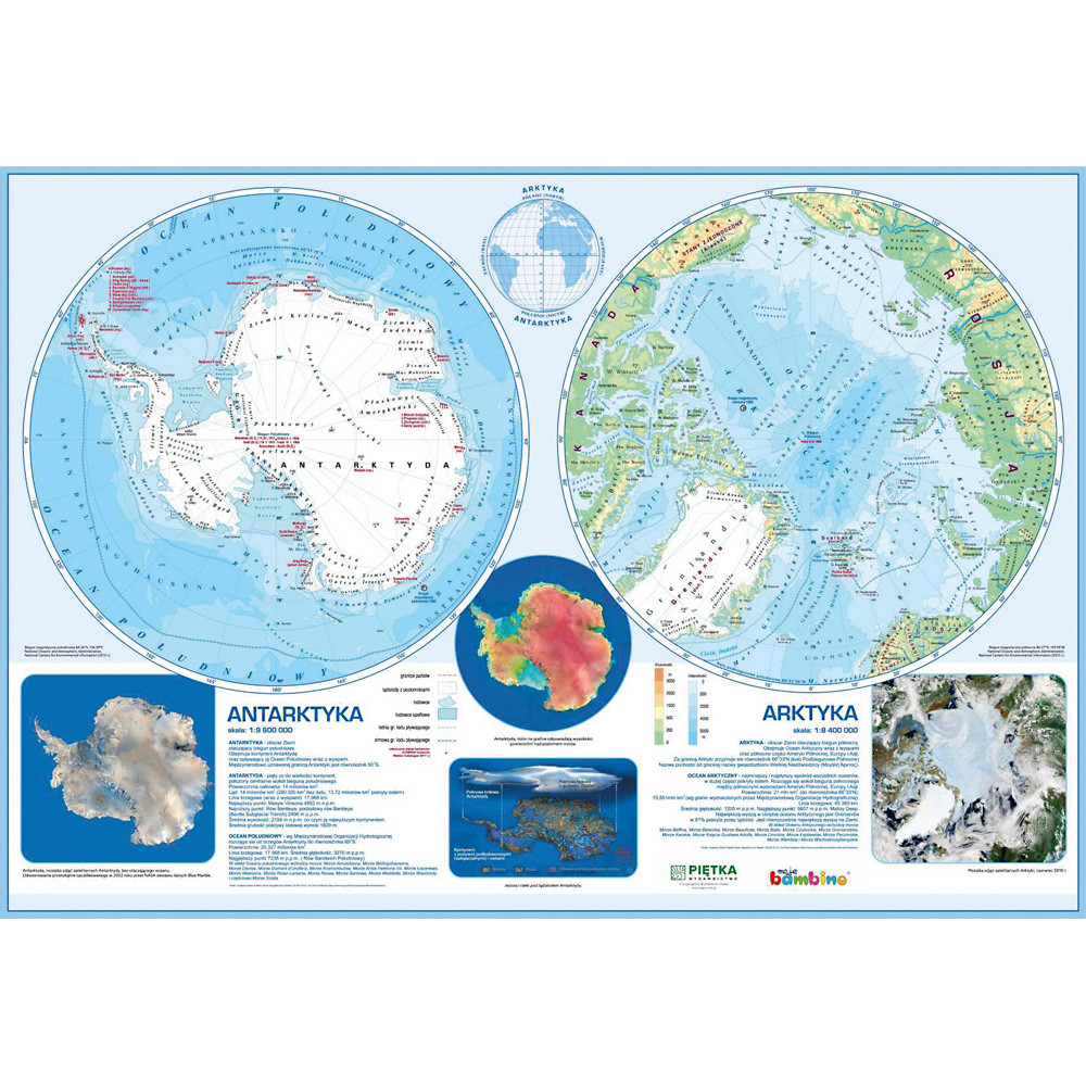 Arktyka i Antarktyda - mapa 140 x 100 cm | 137415 | sklep Moje Bambino